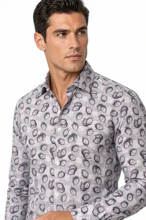 MASUTTO Livio Print Button-up Long Sleeve Shirt