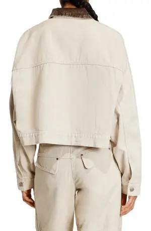 ADIDAS ORIGINALS Essential Canvas Oversize Track Jacket - Stone Khaki