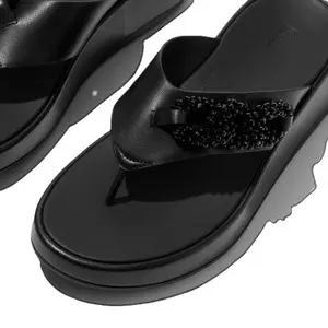 Fitflop F-mode Beaded Chain Leather Sandals - Black
