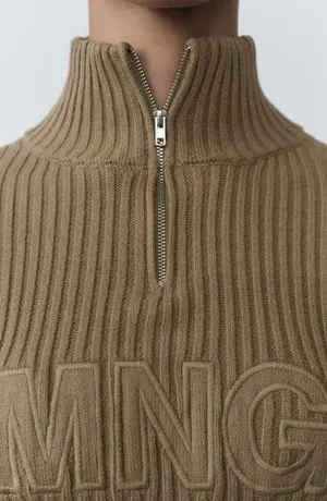 Mango Perkins Logo Half-zip Sweater