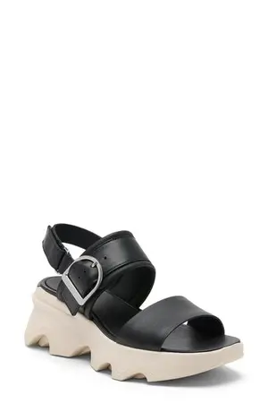 Sorel Kinetic Impact Wedge Slide Sandal - Black/chalk