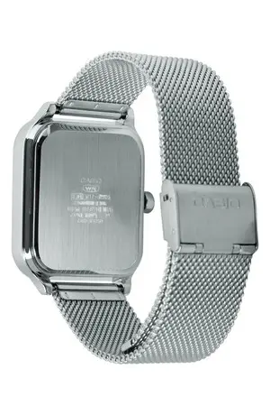 Casio Moonphase Mesh Strap Watch - Silver/black