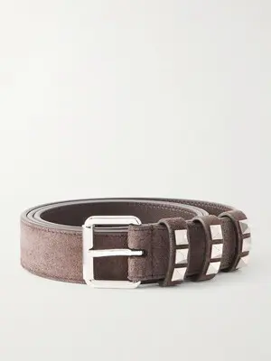 Valentino Garavani 3cm Rockstud Suede Belt - Brown
