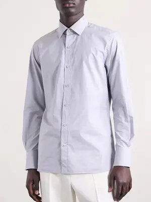 TOM FORD Prince Of Wales Checked Cotton-poplin Shirt - Gray