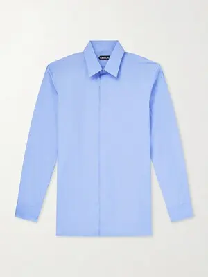 TOM FORD Cotton-poplin Shirt - Blue