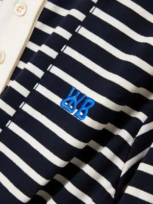 WALES BONNER Reflect Embroidered Striped Polo Shirt