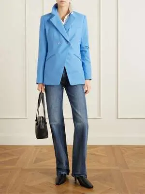 Veronica Beard Amos Dickey Double-breasted Twill Blazer