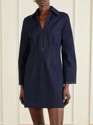 Veronica Beard Raymond Denim Mini Shirt Dress - Indigo
