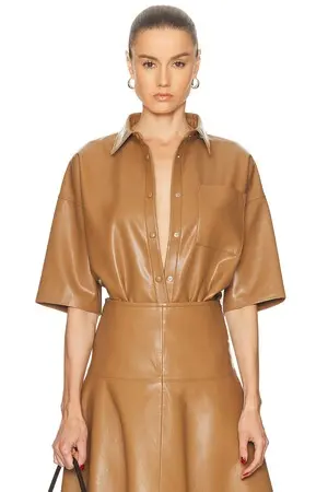 Women's Soft Leather Blouson Top