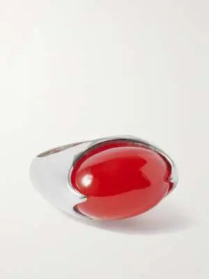 LOREN STEWART Orb Sterling Silver Carnelian Ring - Orange