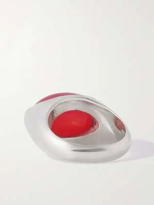 LOREN STEWART Orb Sterling Silver Carnelian Ring - Orange