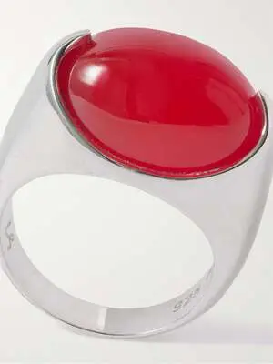 LOREN STEWART Orb Sterling Silver Carnelian Ring - Orange