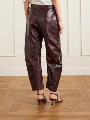 NILI LOTAN Shon Barrel-leg Leather Pants - Burgundy