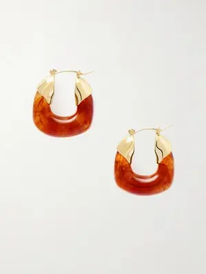 LIZZIE FORTUNATO Mini Organic Gold-plated Hoop Earrings - Brown