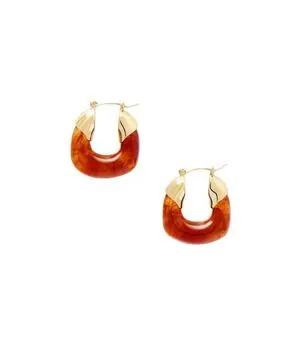 LIZZIE FORTUNATO Mini Organic Gold-plated Hoop Earrings - Brown