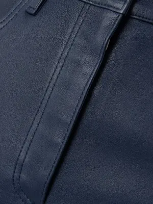 JOSEPH Duke Cropped Leather Flared Pants - Blue