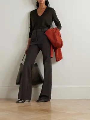 JOSEPH Tafira Stretch-gabardine Straight-leg Pants - Brown