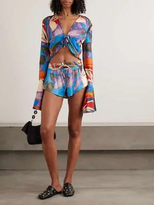 DONDE ESTEBAN Palenque Floral Print Satin Shorts - Multi
