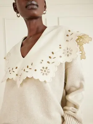 Altuzarra Toro Broderie Anglaise-trimmed Wool Sweater