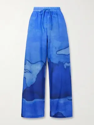 DONDE ESTEBAN Es Vedra Printed Wide-leg Pants - Blue