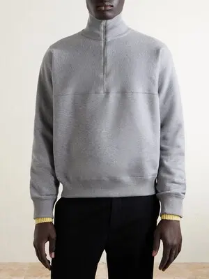 JIL SANDER Cotton-jersey Half-zip Sweatshirt
