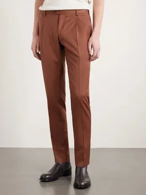 LARDINI Slim-fit Pleated Virgin Wool-twill Suit Trousers