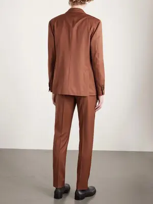 LARDINI Slim-fit Pleated Virgin Wool-twill Suit Trousers