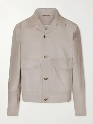 Brunello Cucinelli Suede Blouson Jacket - Gray