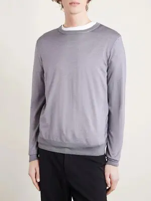 Canali Wool And Silk-blend Crewneck Sweater