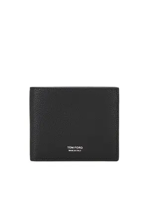 TOM FORD Soft Grain Leather T Line Classic Bifold Wallet - Black