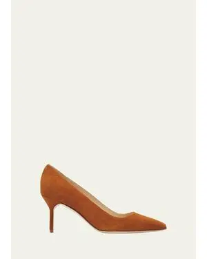 Manolo Blahnik 70mm BB Suede Pumps Medium Brown