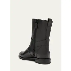 Manolo Blahnik Calica Leather Moto Ankle Boots