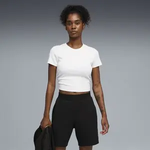 PUMA Cloudspun Ultra Soft Ribbed Crop T-shirt - White