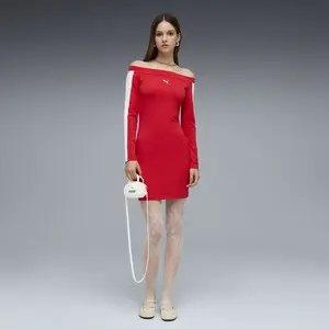 PUMA T7 Long Sleeve Dress - Red