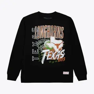 Mitchell & Ness Texas Longhorns Half Time Fleece Crewneck Sweatshirt - Black