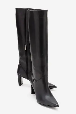 FOREVER & ALWAYS SHOES Merla Leather Block Heel Boots - Black