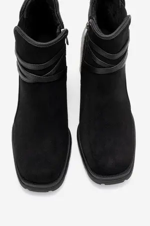 PROLOGUE SHOES Wern Block Heel Ankle Boots - Black Suede