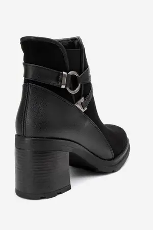 PROLOGUE SHOES Wern Block Heel Ankle Boots - Black Suede