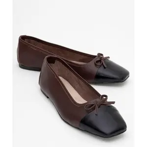 FOREVER & ALWAYS SHOES Leather Ballet Flat - Brown