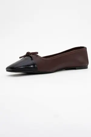 FOREVER & ALWAYS SHOES Leather Ballet Flat - Brown