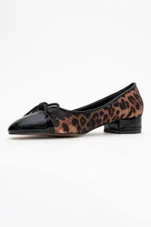 PROLOGUE SHOES Julien Bow Detail Block Heel Flat