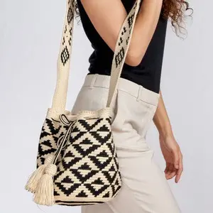 ONE THREAD COLLECTIVE Maribel Cross-body Bag - Beige + Black