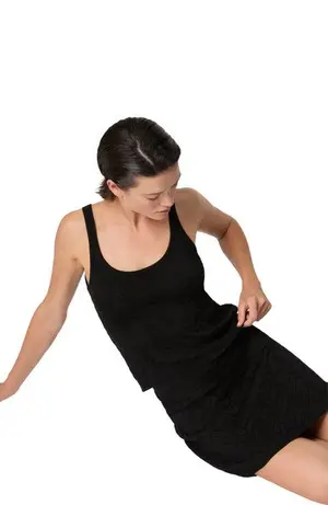 Missoni Stretch Cotton-viscose Tank Top With Chevron Pattern - Black