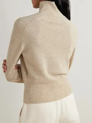 JOSEPH Oxna Mélange Cashmere Turtleneck Sweater - Neutrals