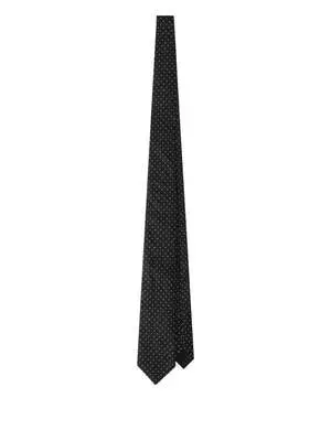 Dolce & Gabbana Polka-Dot Silk Neck Tie - Black