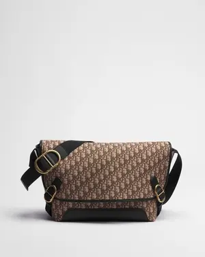 Dior Jett Messenger Bag With Flap - Brown Dior Oblique Jacquard