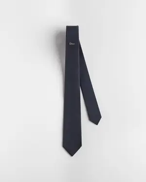 Dior Standard Neck Tie - Navy Blue Silk