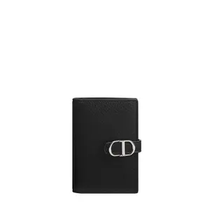 Dior Normandie Bifold Card Holder - Black Grained Calfskin