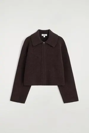 Cos Cropped Knitted Merino Wool Jacket