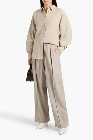 LE17SEPTEMBRE Wool-flannel Wide-leg Pants - Stone